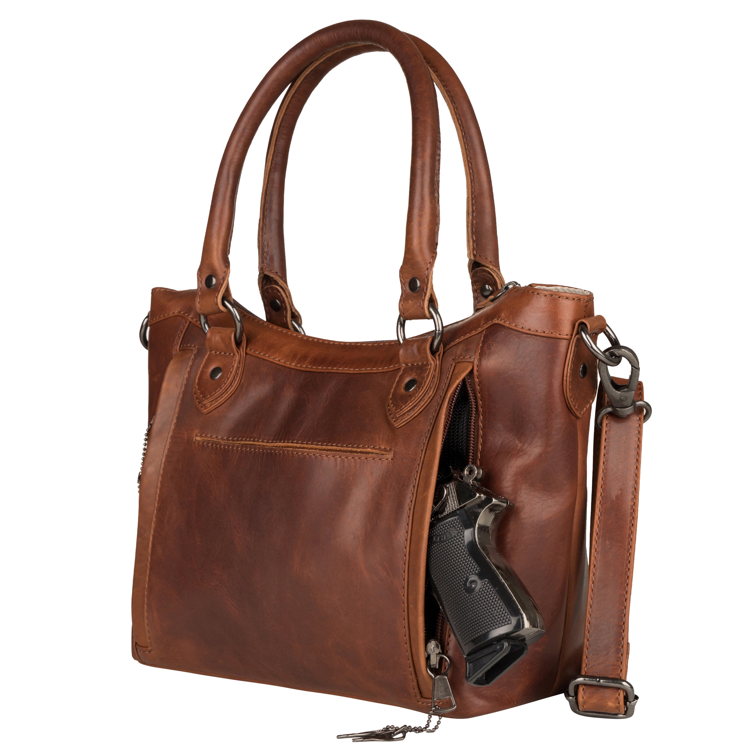 Leather Concealed-Carry Satchel | Sadie Gun Bag | Gun Goddess ...