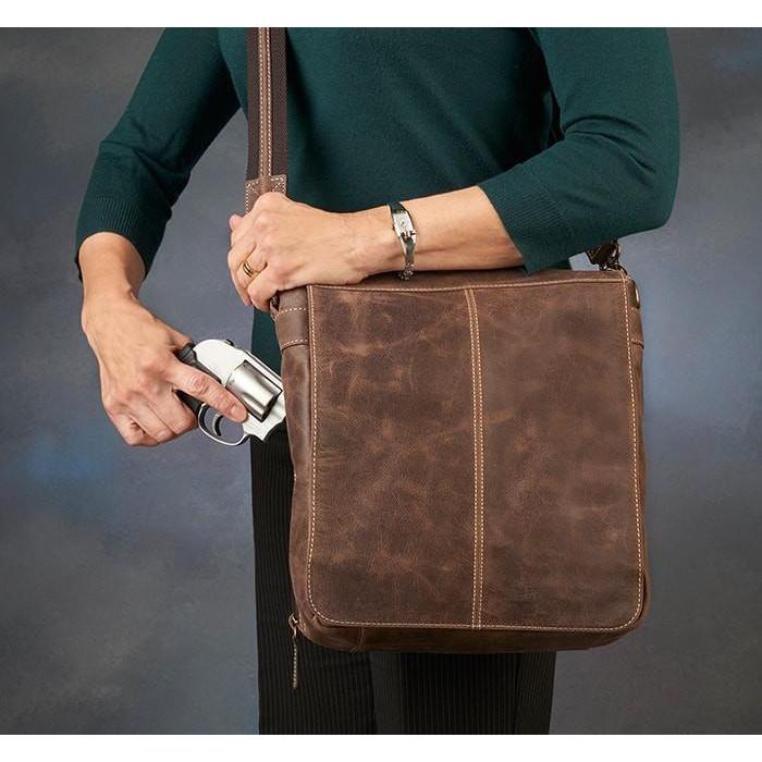 Concealed-Carry Messenger Bag | Vintage Leather CZY-02 | GunGoddess ...
